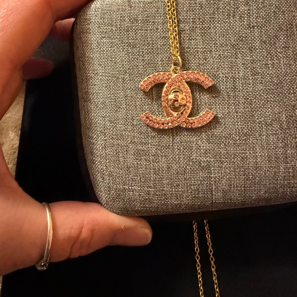 CHANEL | Accessories | Chanel Pink And Gold Rhinestone Zipper Pull ...